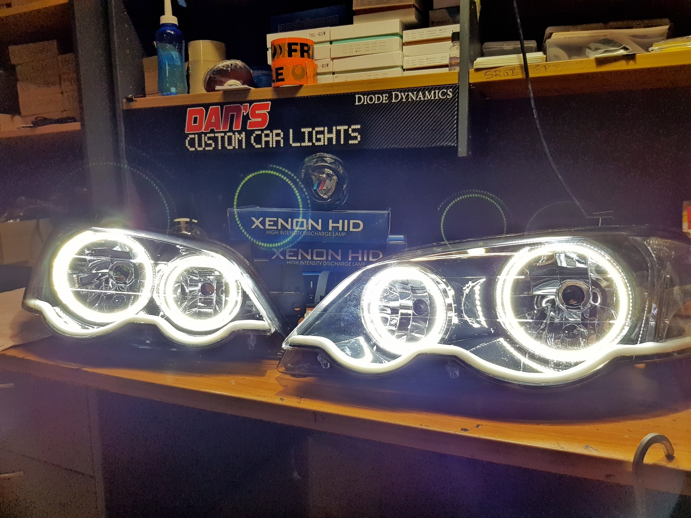 Ford Falcon BA/BF XR6/XR8 Headlights with Swithcback White/Amber Halo