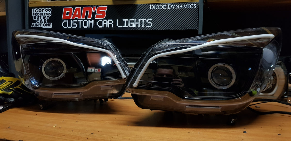 Holden RG Colorado LTZ Headlights w/ White Halo Rings, DRL & Multicolo