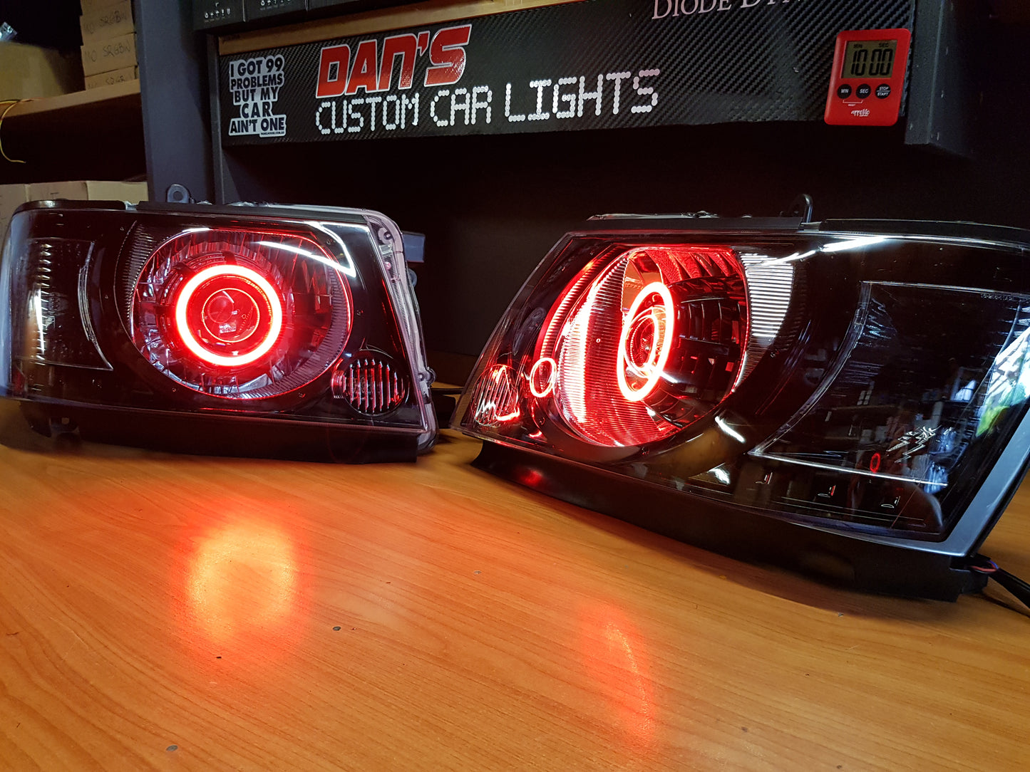 Nissan Patrol GU S4 Headlights with Multicoloured Halo Rings ...