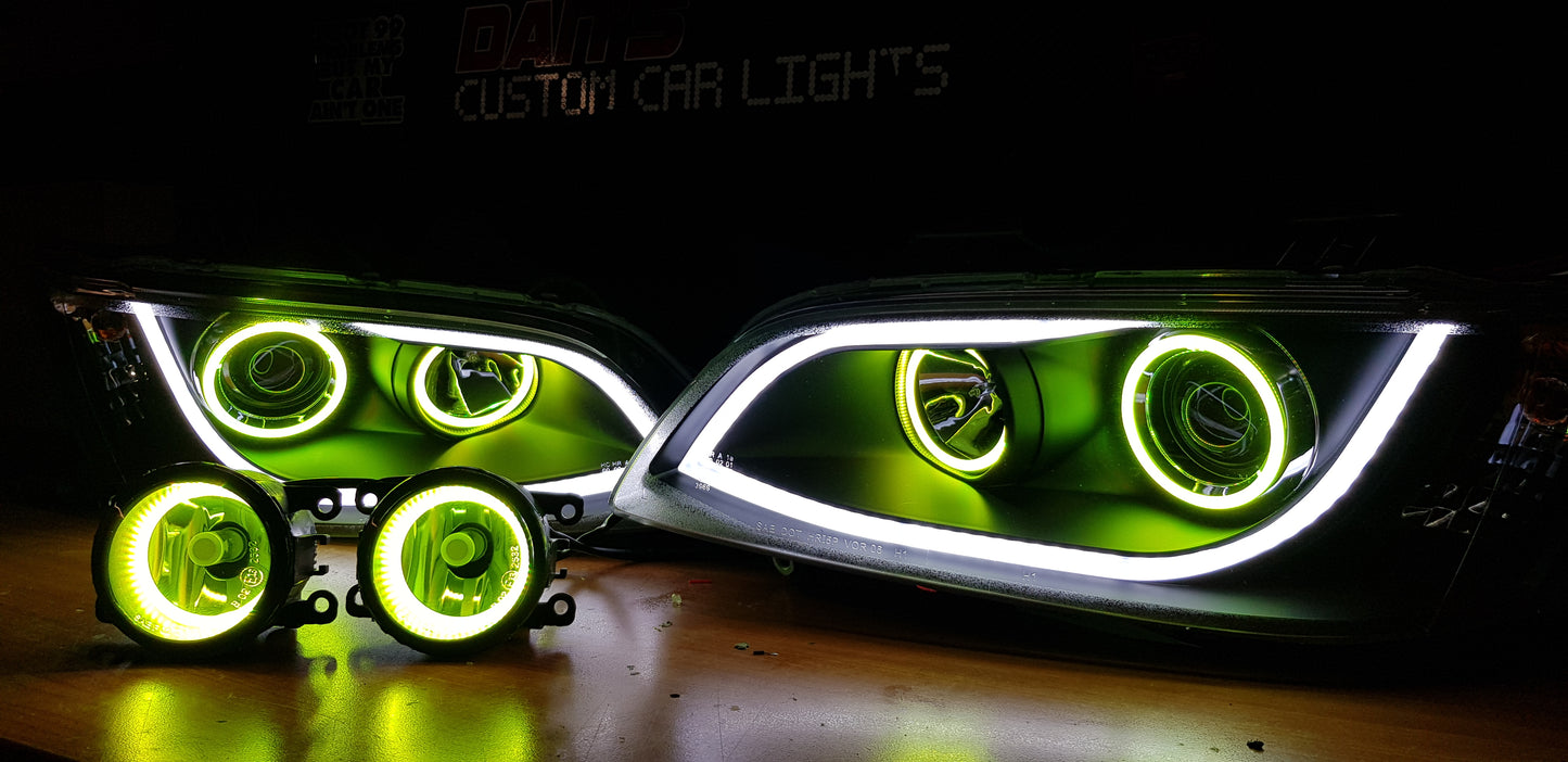 Holden VE Commodore DRL Style Headlights S1/S2 and Fog Lights w/ RGB ...