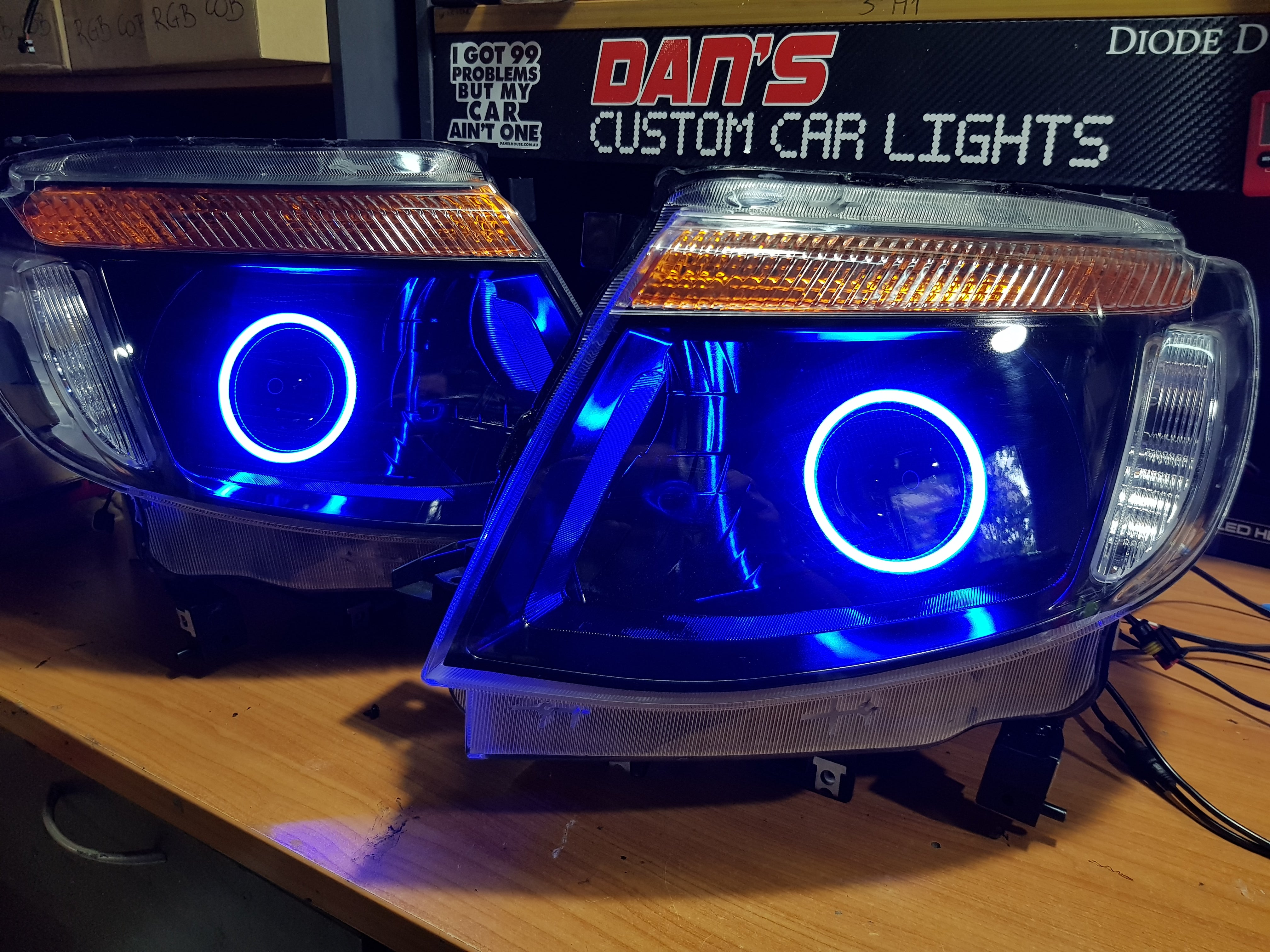 Ford Ranger PX1 Headlights with LED Projector and RGB Halo Rings | Dan ...